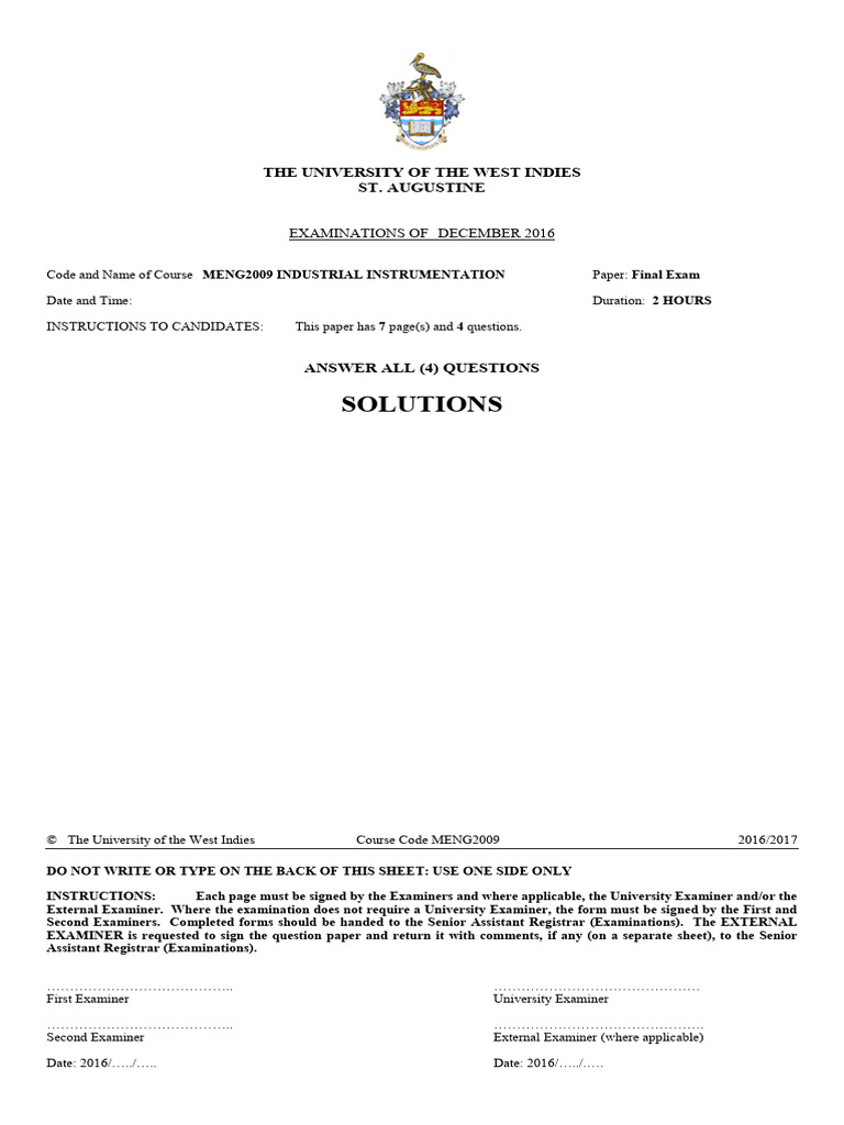 MENG 2009 2017 Past Paper Final Solutions | PDF | Electronics | Electricity