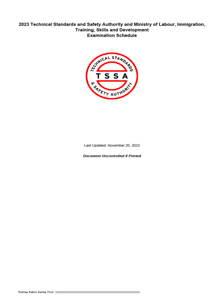 2023 TSSA & MLITSD Exam Schedule | PDF