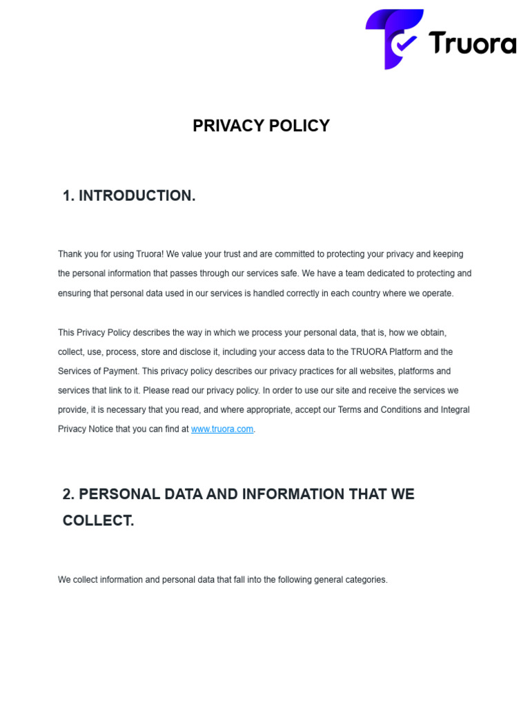 Truora Privacy Politics | PDF | Privacy | Computer Security