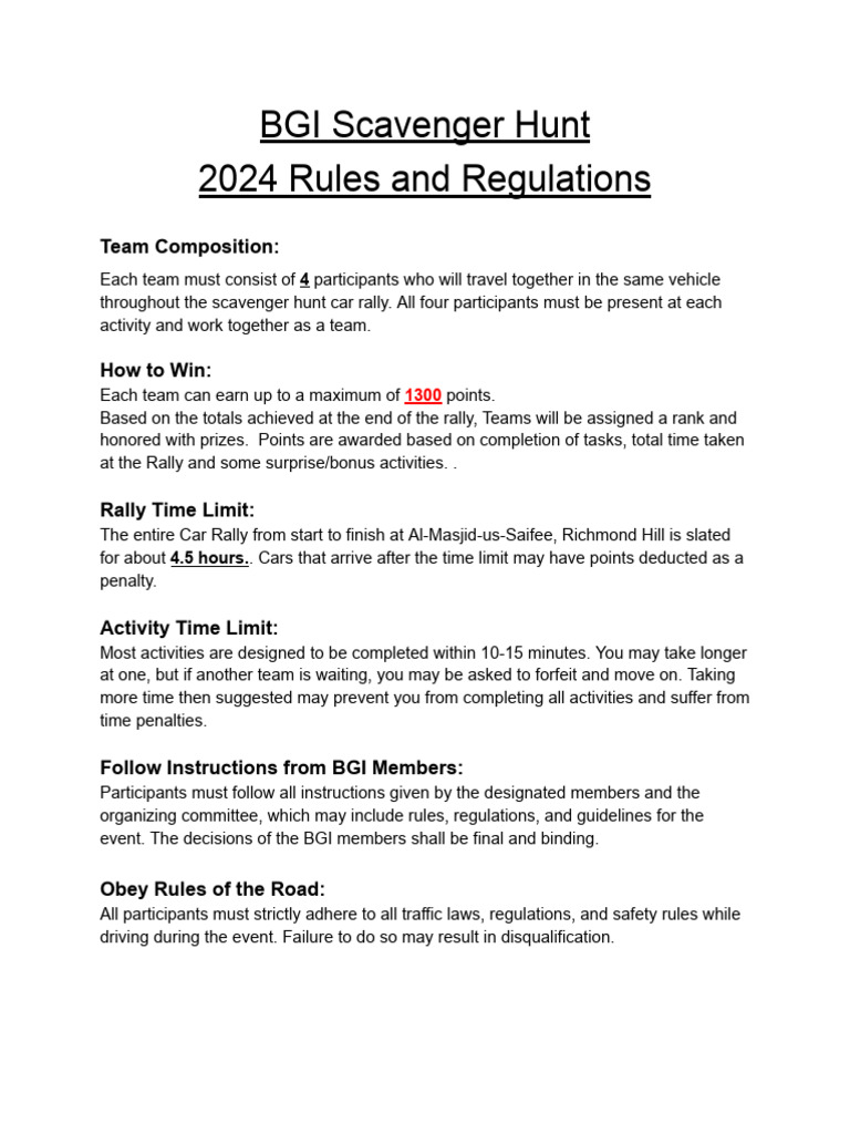 BGI Car Rally 2024 Rules and Regulations | PDF | Mobile App | Smartphone