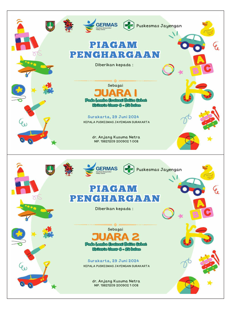 PIAGAM LOMBA BALITA JAYENGAN Fix | PDF