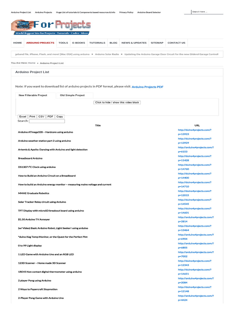 Idocpubarduino Projects List 2000 Projects Pdf Arduino Computer