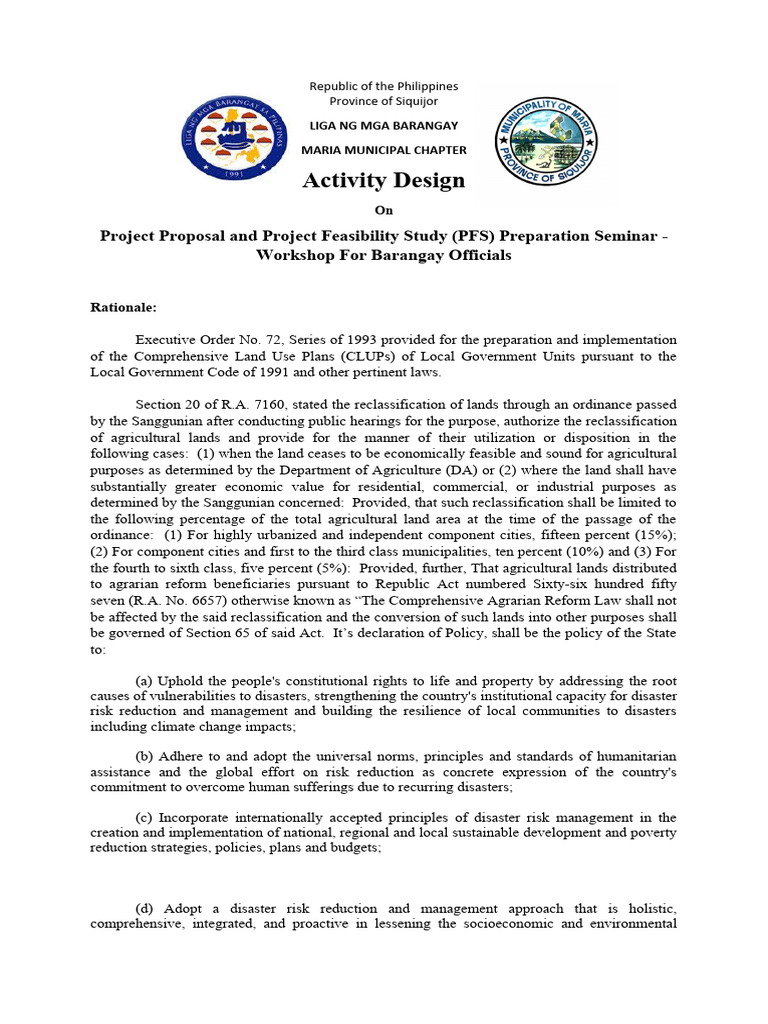 2c. Maria, Siquijor Activity Design For Feasibility Preparation - 11-20 ...