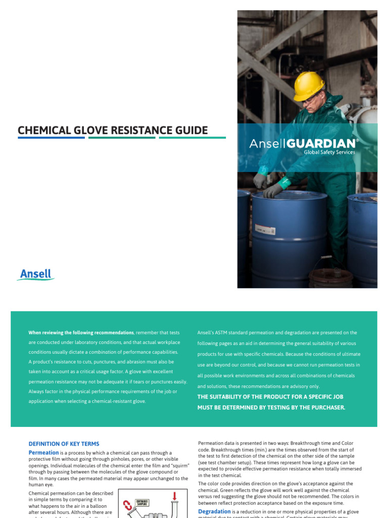 Ansell Chemical Glove Resistance Guide | PDF | Polyvinyl Chloride ...