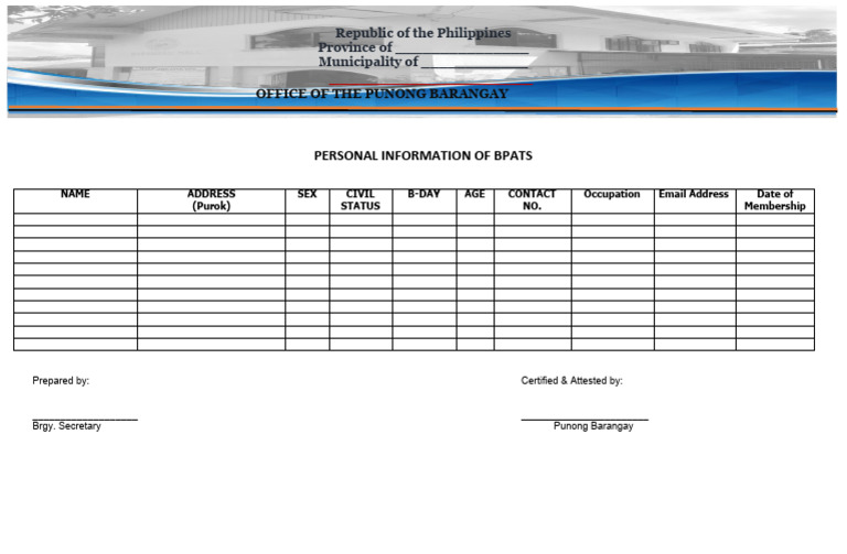Personal Information of Bpats | PDF