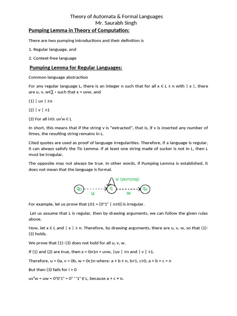 Pumping Lemma Closure Properties Of Regular Languages Pdf Automata Theory Regular Expression