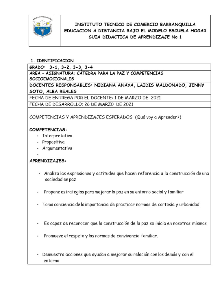 Guia de Cátedra 3° | PDF | Evaluación | Paz