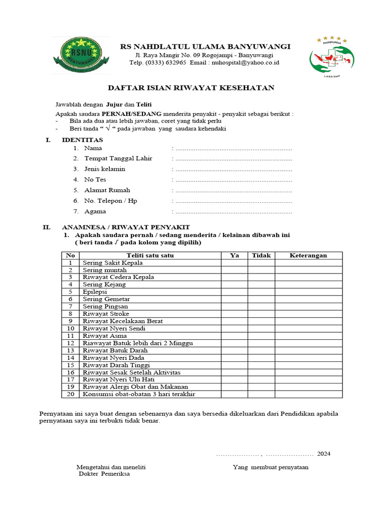 Riwayat Kesehatan dan Anamnesa | PDF