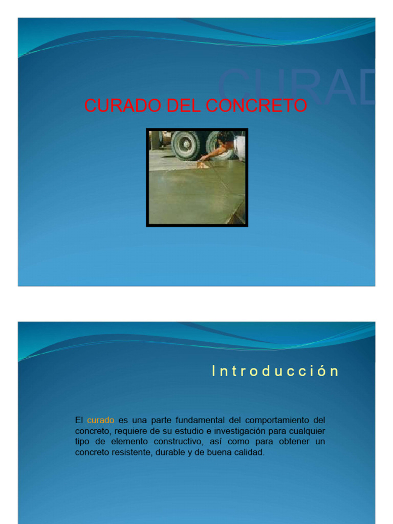 Presentacion 7 (Curado del Concreto) | PDF | Hormigón | Cemento