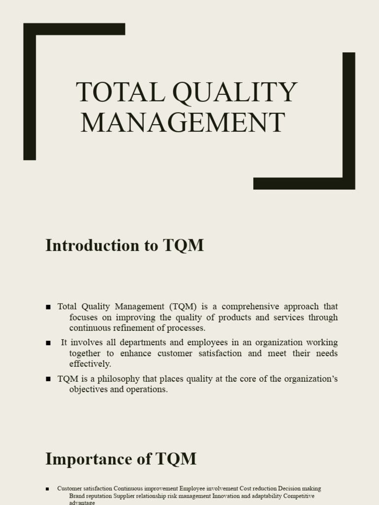 Total Quality Management | PDF | Quality Management | Quality (Business)
