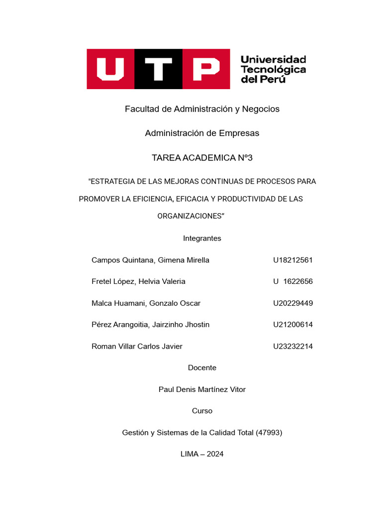 Ta3 - Grupo 02 | PDF | Calidad (comercial) | Business