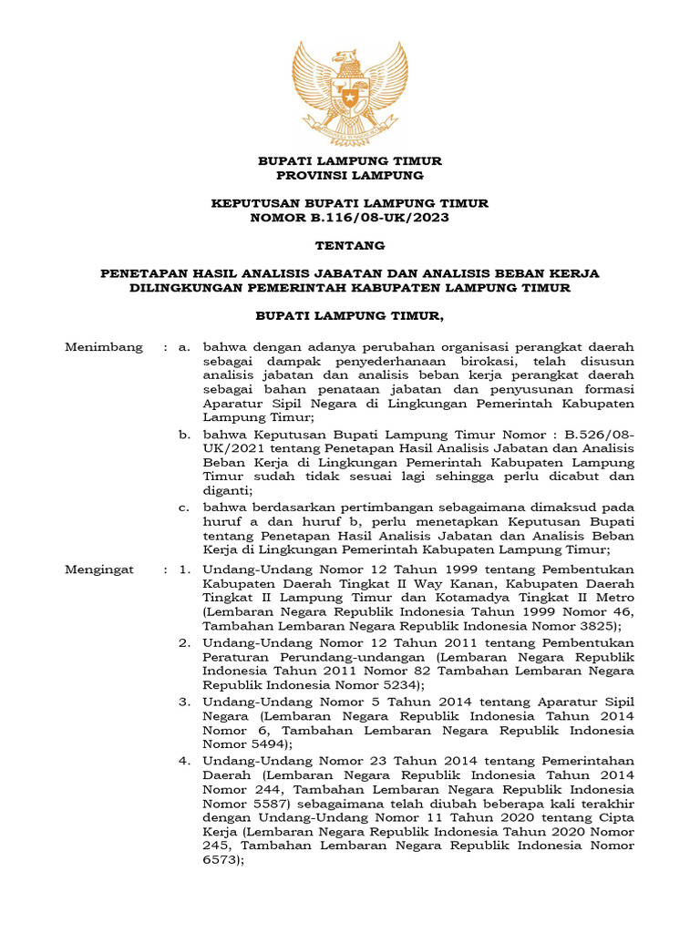 SK Penetapan Anjab ABK 2023 | PDF