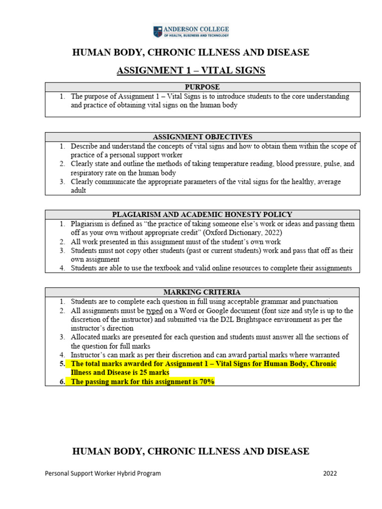 4human Body - Assignment 1 - Vital Signs | PDF
