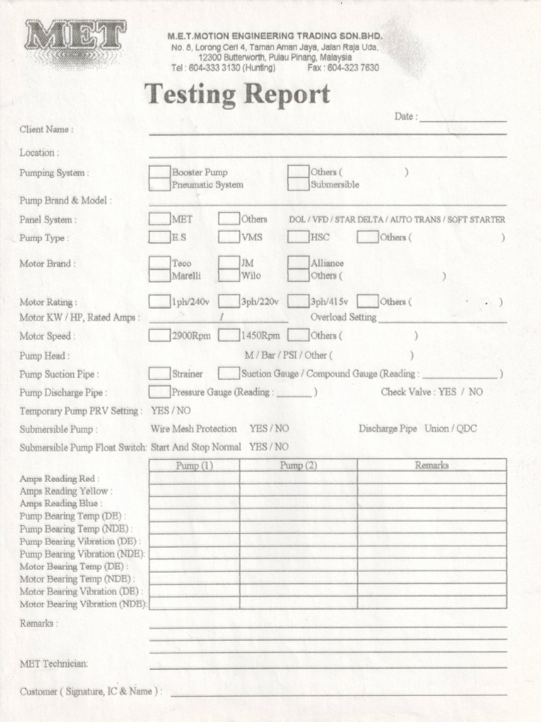 MET Testing Report | PDF