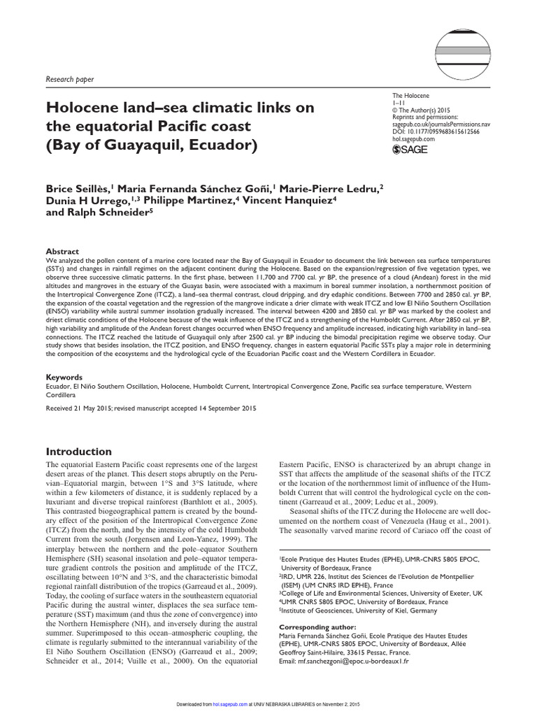 Holocene Land-Sea Climatic Links On | PDF | Holocene | Earth Sciences