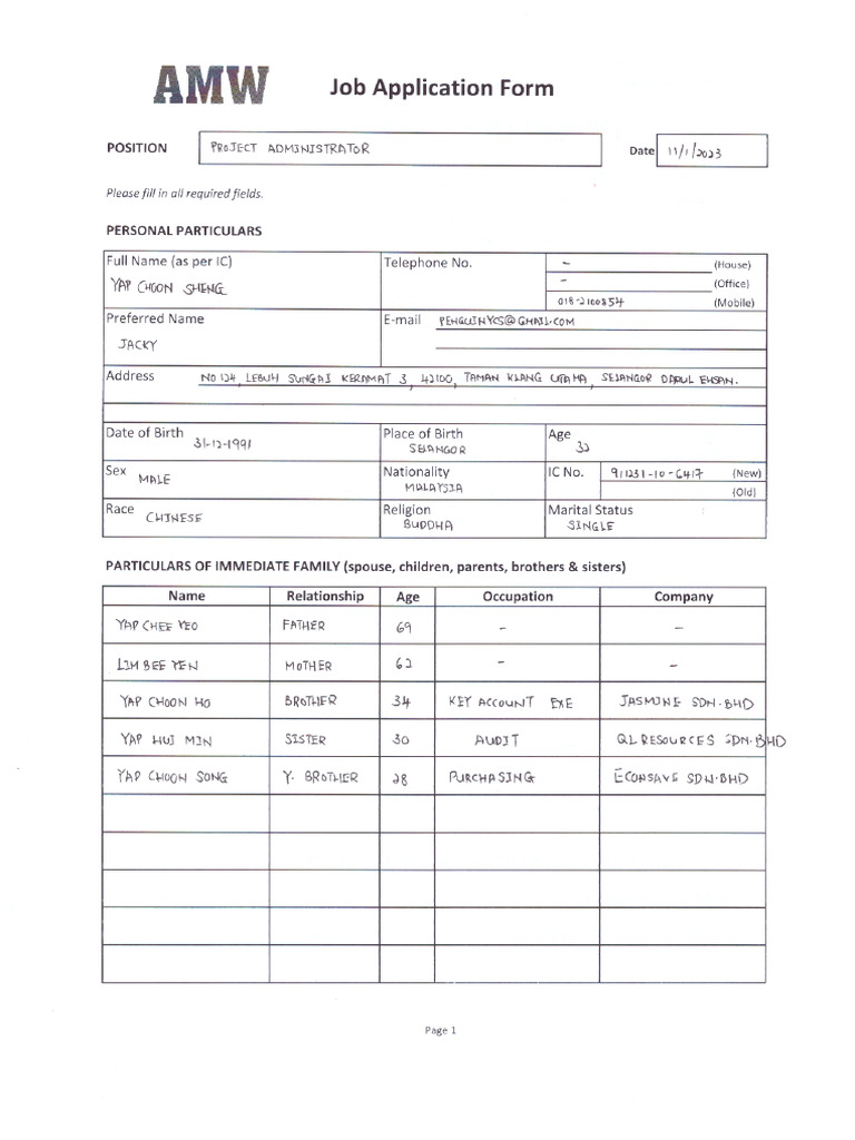 Application Form 2 | PDF