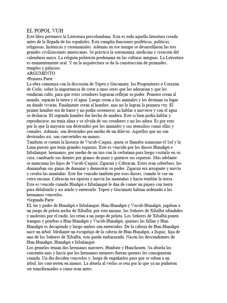 El Popol Vuh | PDF | Pueblos mayas