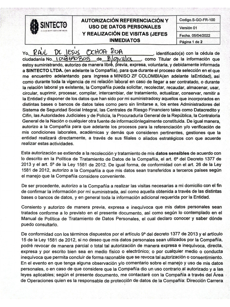 Sintecto Raul Ochoa | PDF