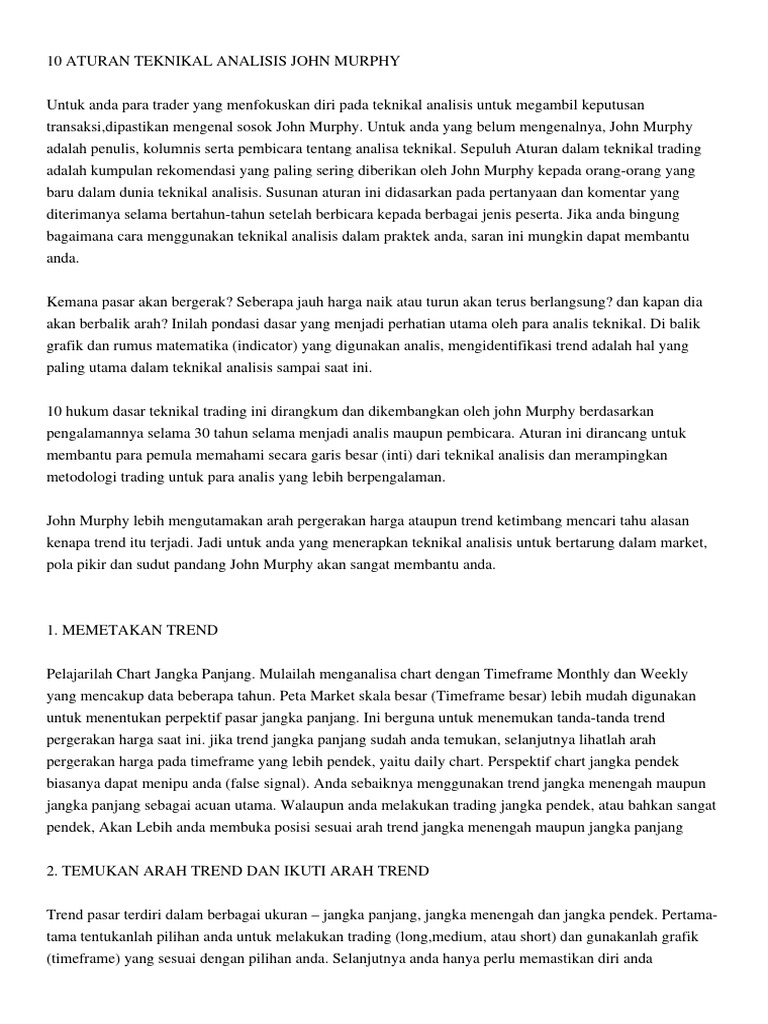 10 Aturan Teknikal Analisis John Murphy | PDF