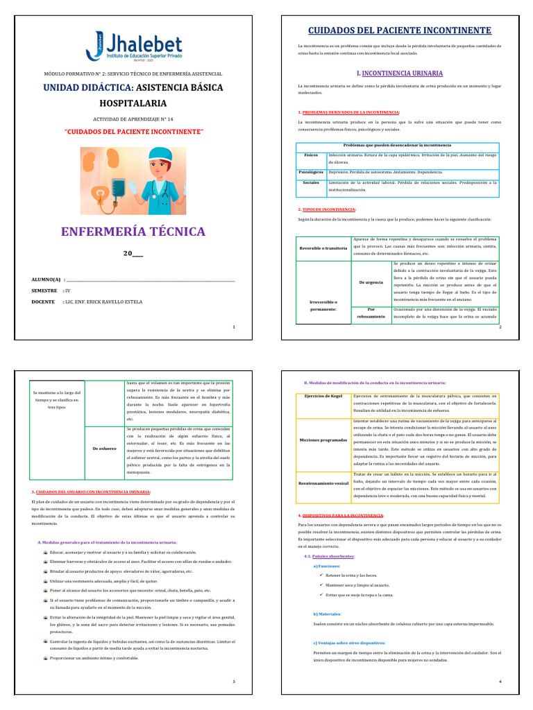 N-Up-Pdf - CUIDADOS DEL PACIENTE INCONTINENTE | PDF | Micción ...