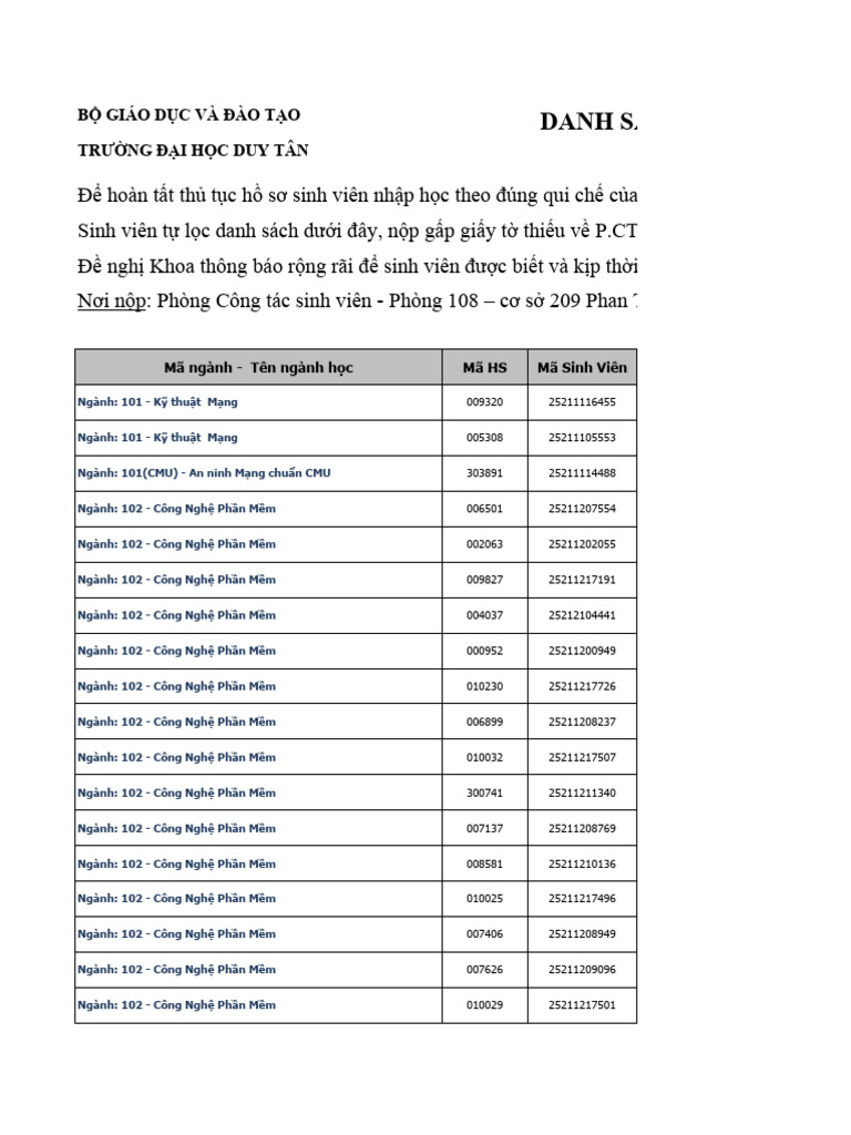 Thong Bao Bo Sung Ho So Nhap Hoc k25 | PDF