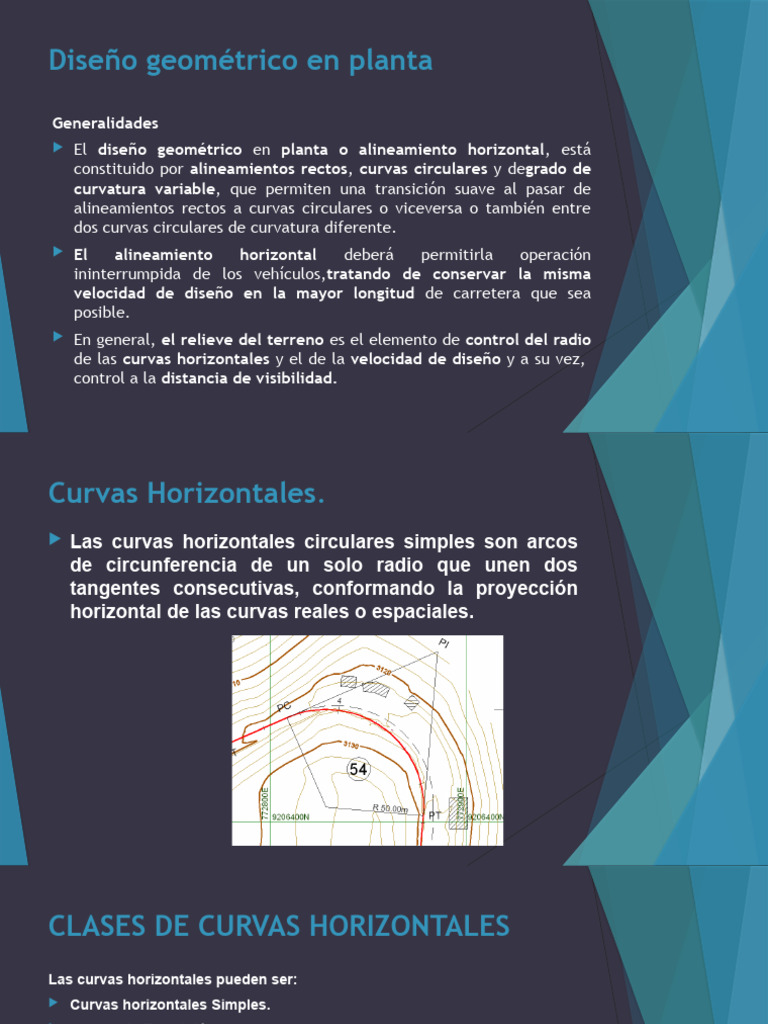 Diseño Geométrico de Curvas Horizontales | PDF | Curva | Tangente
