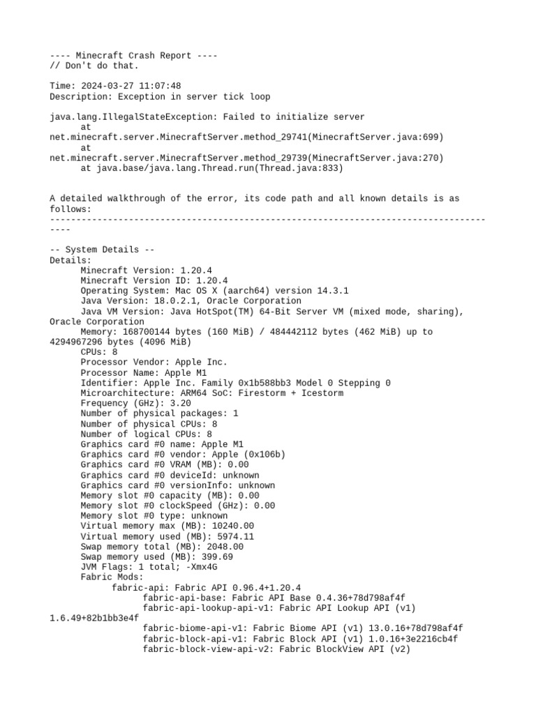 Crash Report Template Minecraft | PDF | Java (Programming Language ...