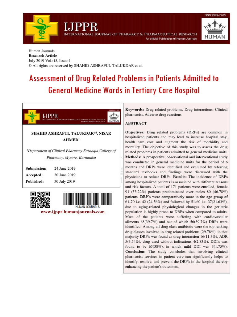 13.shahid Ashraful Talukdar Nisar Ahmed | PDF | Pharmacy | Pharmacist