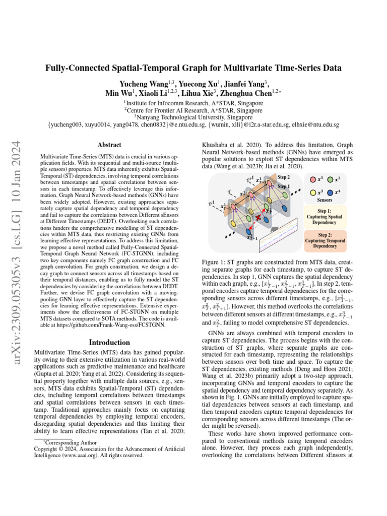 Fully-Connected Spatial-Temporal Graph For Multivariate Time Series ... Fully-Connected Spatial-Temporal Graph For Multivariate Time Series ...