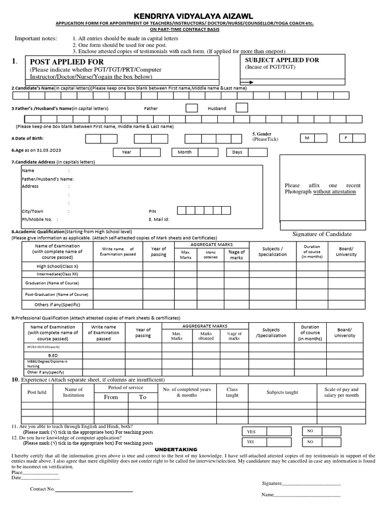 Application Form For Contractual Teachers - 0 | PDF | Academic Degree ...