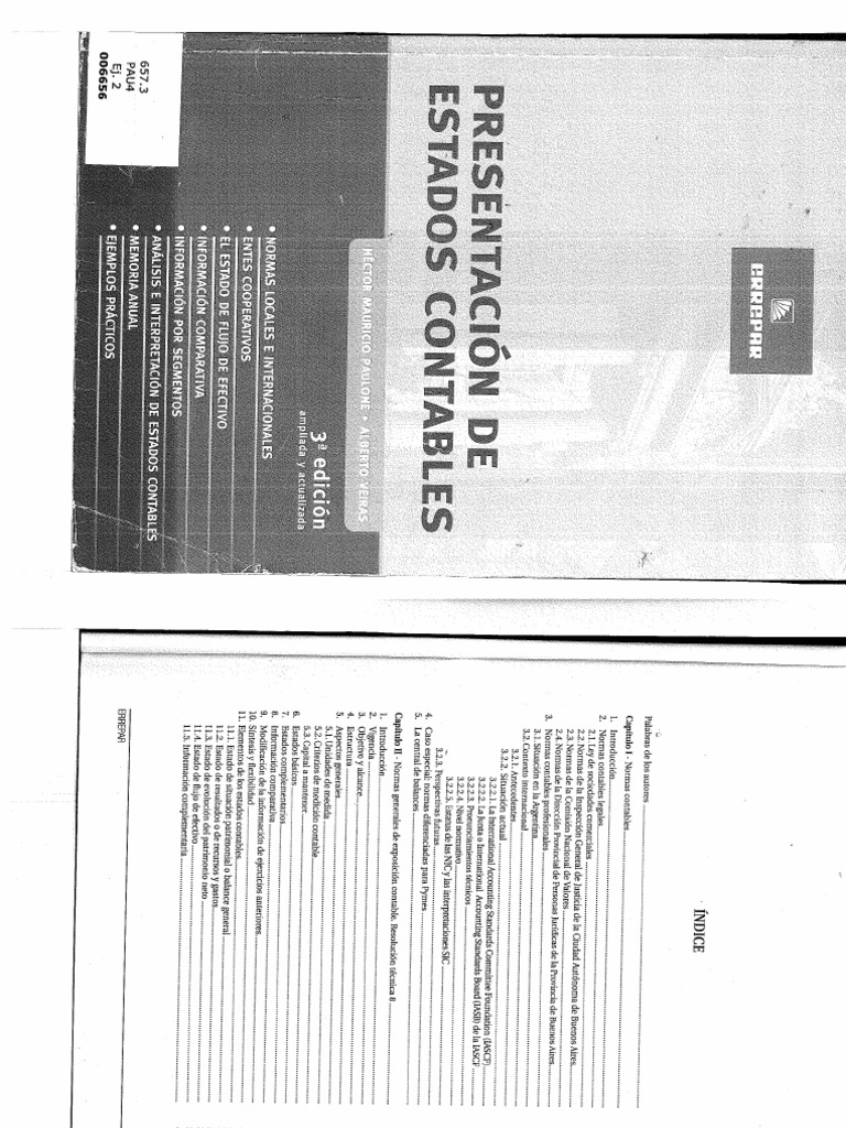 Paulone, H y Veiras, A (2011) - Presentacion de Estados Contables 3ra. Edicion Errepar 1 - 18 | PDF