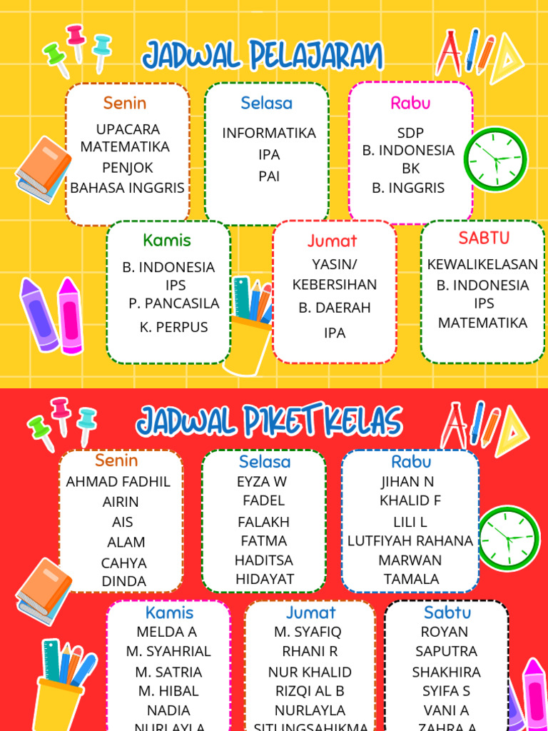 Jadwal Pelajaran Dan Piket Kelas Pdf