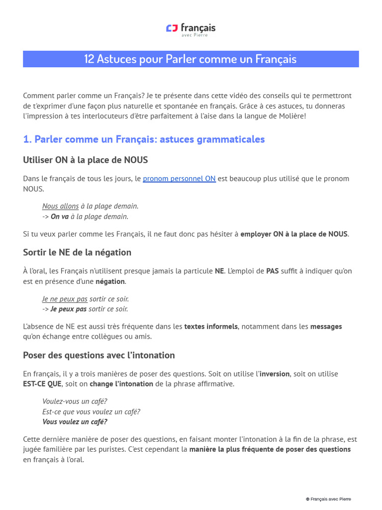Astuce 1 | PDF | Question | Phrase