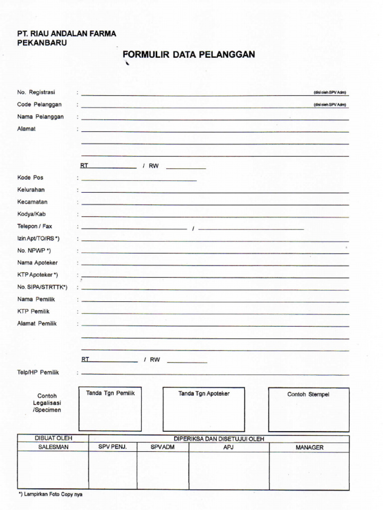Formulir Data Pelanggan | PDF