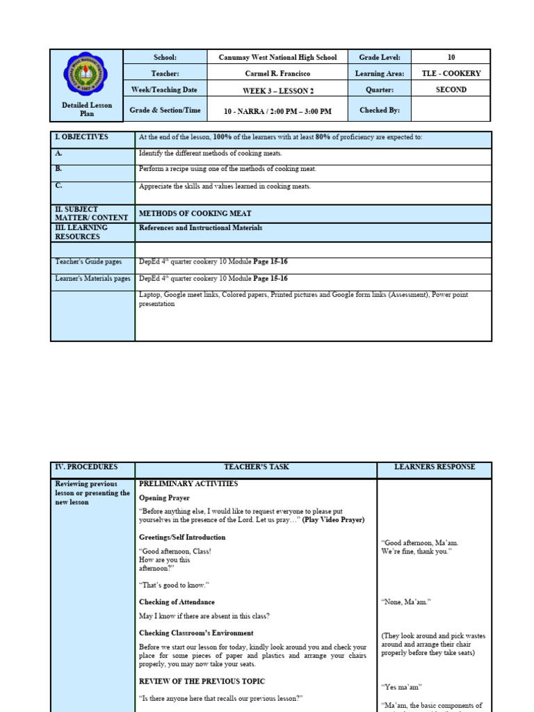 Sample DLP | PDF | Grilling | Beef