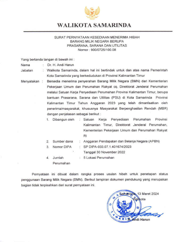 SURAT PERNYATAAN KESEDIAAN MENERIMA BANTUAN PSU | PDF