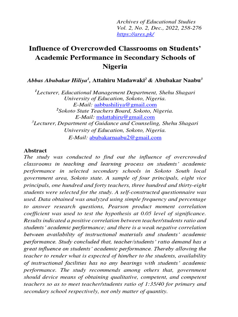 Consequences Of Overcrowded Classrooms