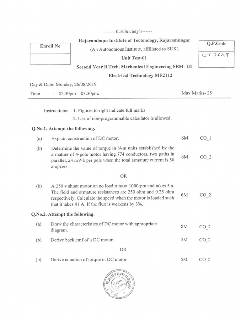 MECH UT 1 SEM 1 | PDF