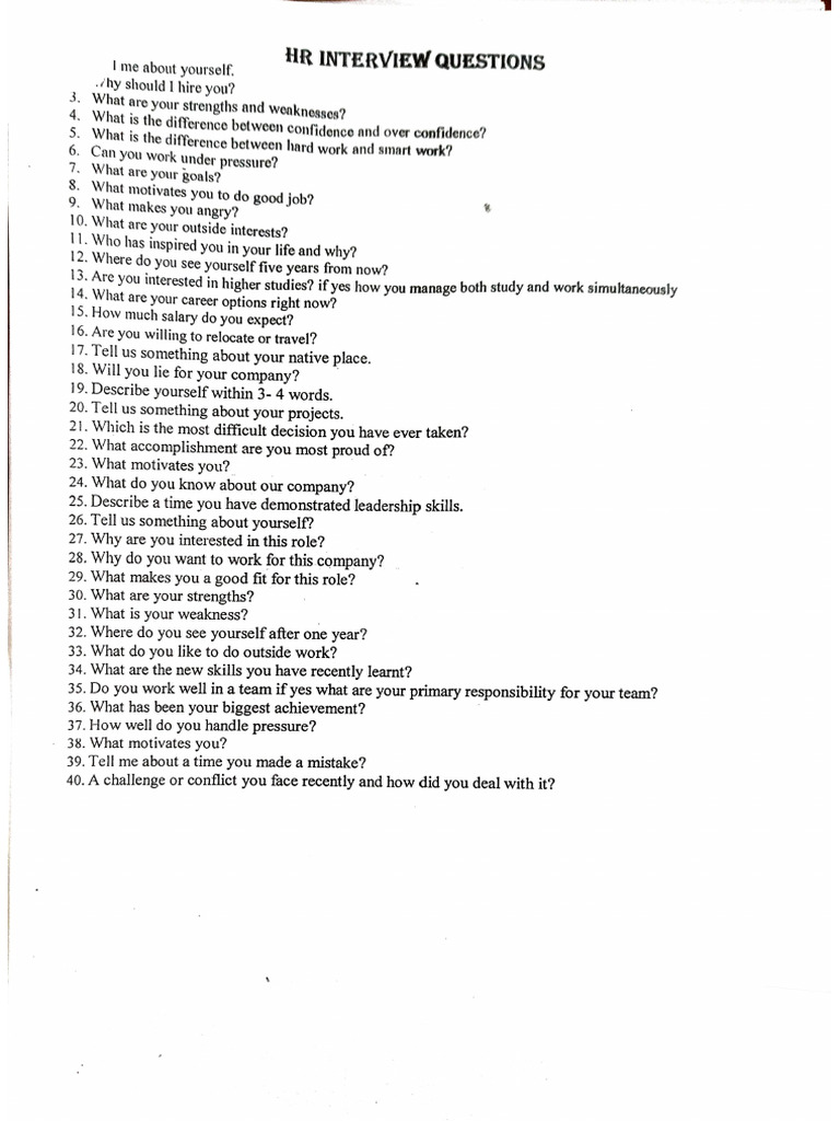 HR Interview Questions | PDF HR Interview Questions | PDF