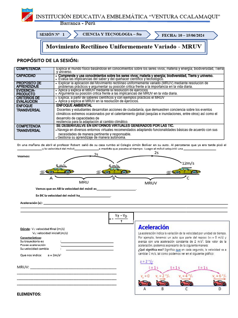 5° - Mruv - Explica | PDF | Aceleración | Velocidad