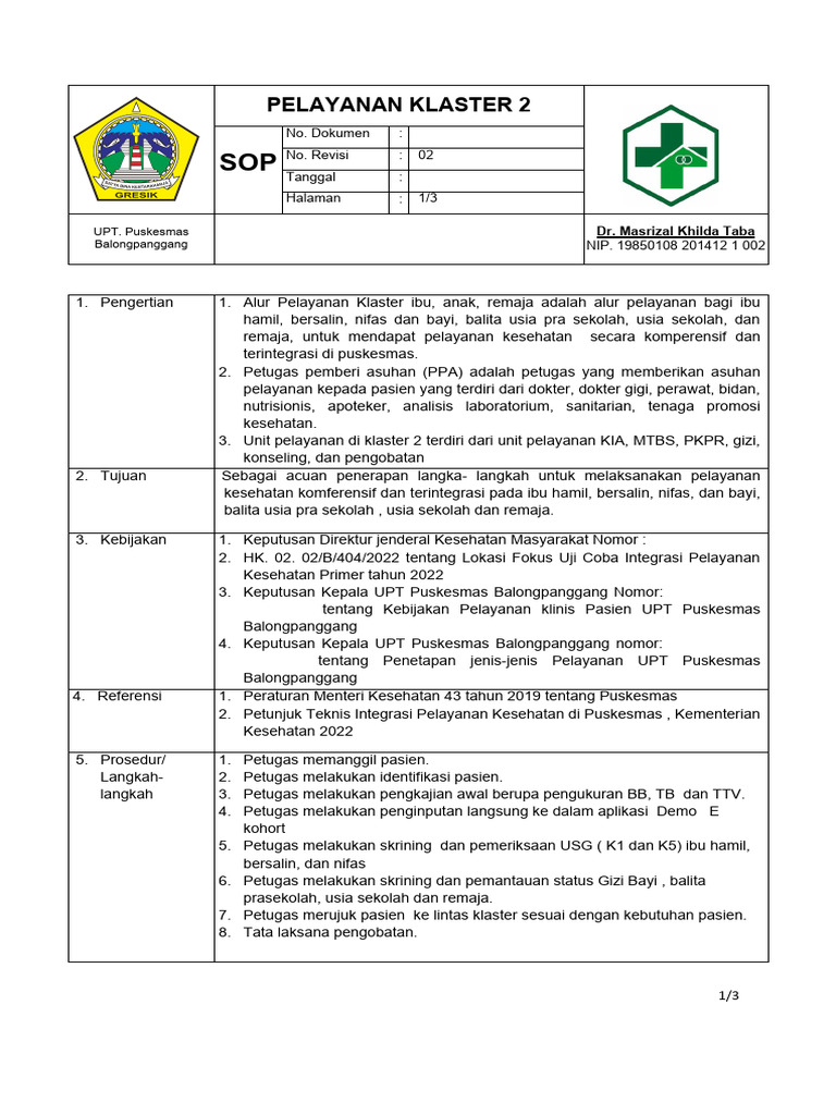 Sop Ilp Klaster 2 | PDF