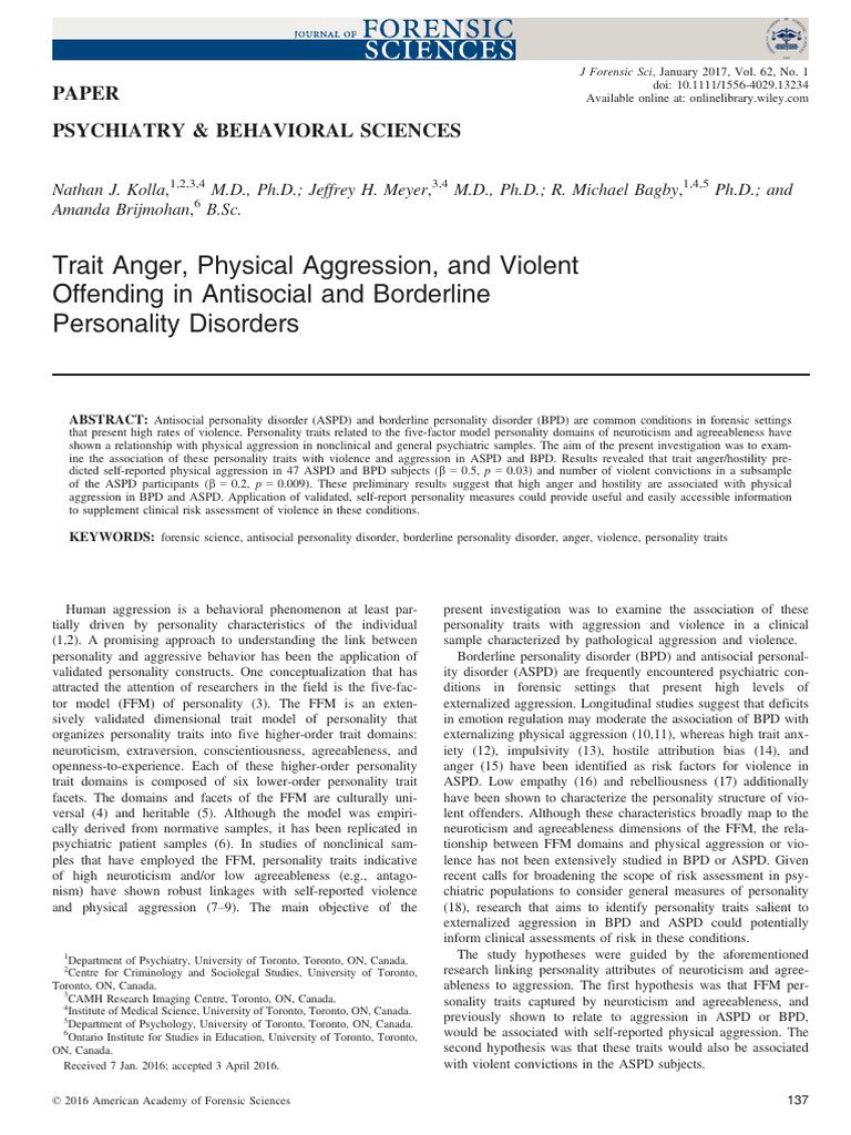 Forenkis | PDF | Antisocial Personality Disorder | Borderline Personality Disorder