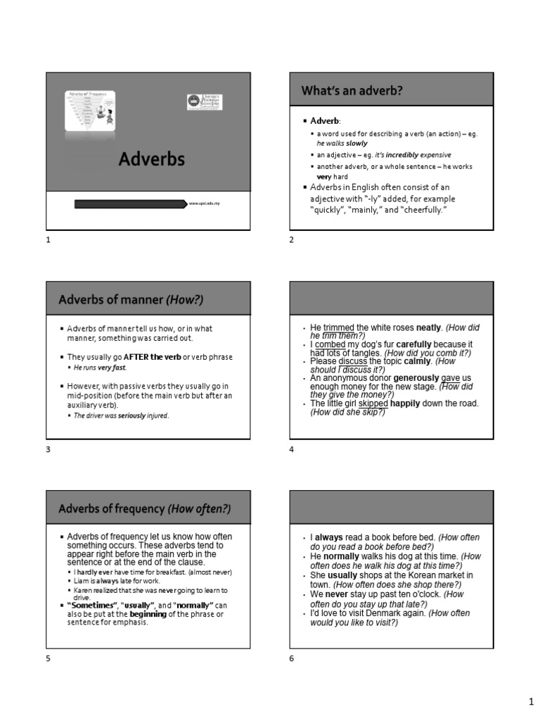 Adverb (Student Notes) | PDF | Adverb | Verb
