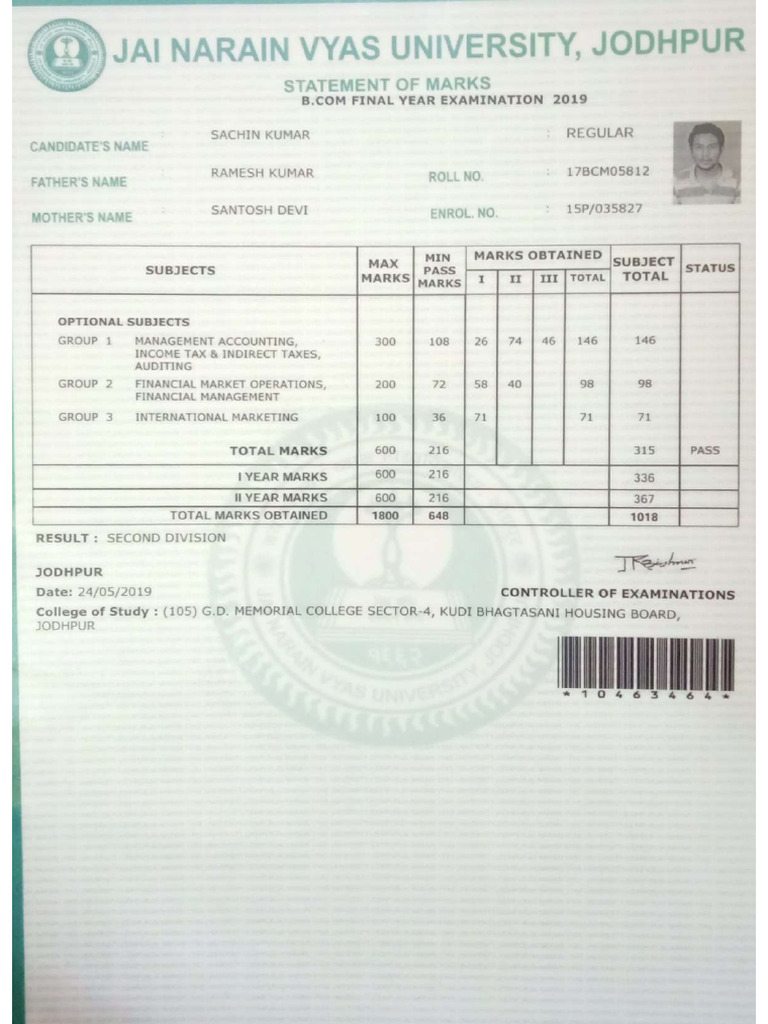 Final Marksheet-Compressed | PDF
