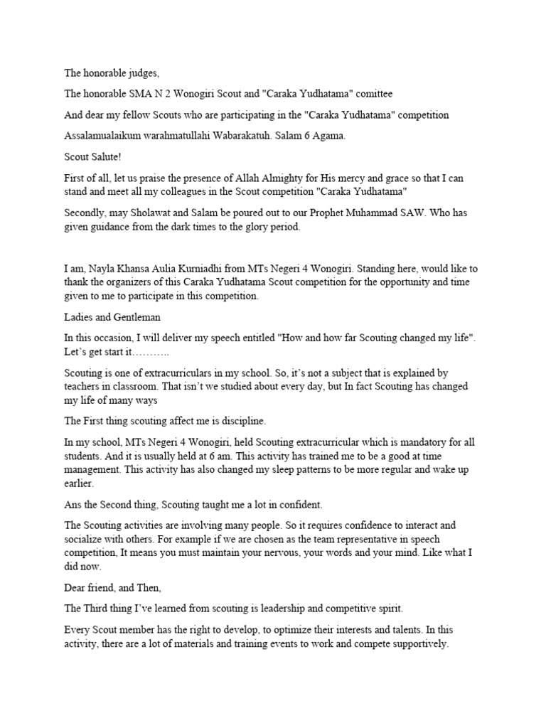 Teks Speech Caraka Yudhatama | PDF