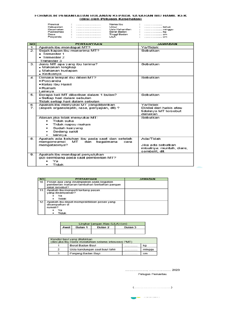 Monev PMT Bumil Kek | PDF