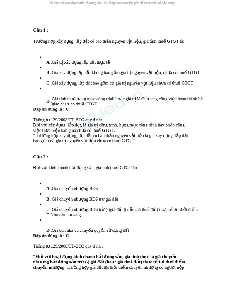 Trac Nghiem Thue 5002 | PDF