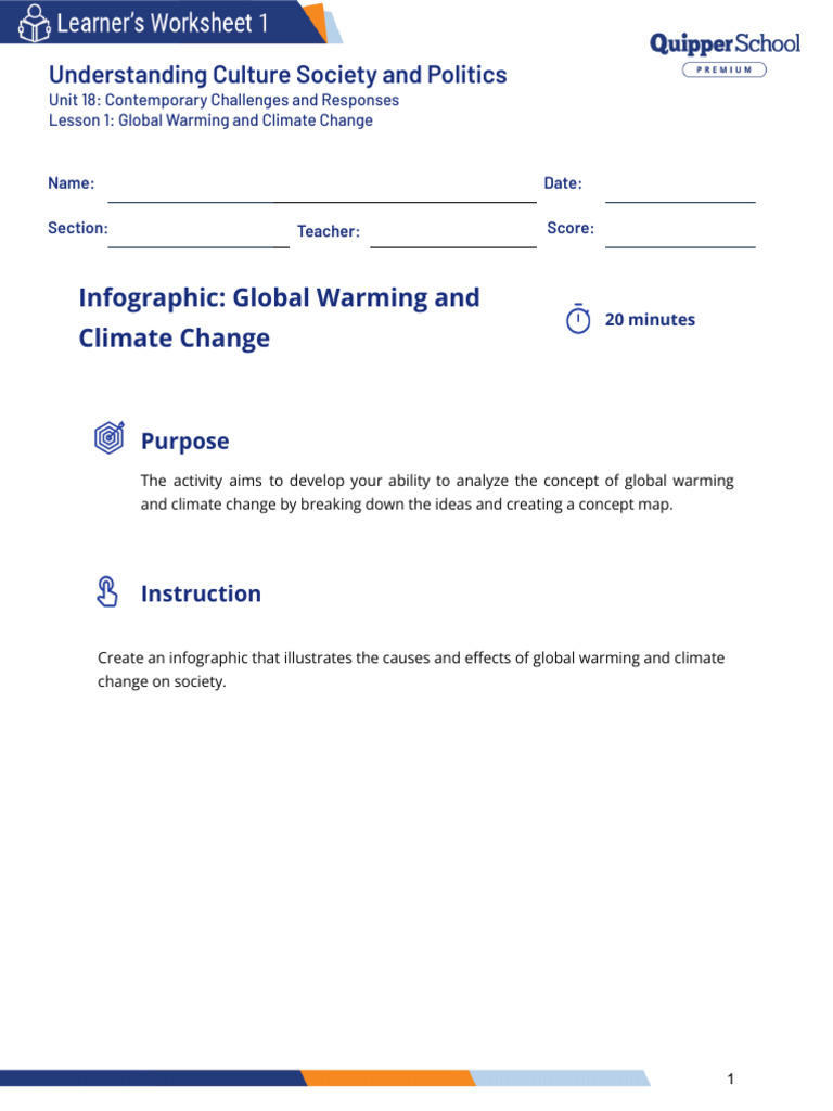UCSP 11 - 12 Q2 1801 Global Warming and Climate Change SW1 | PDF | Accuracy And Precision ...