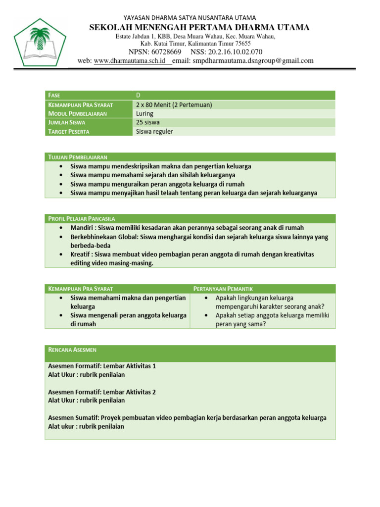Modul Ajar IPS Keberadaan Diri Dan Keluarga | PDF