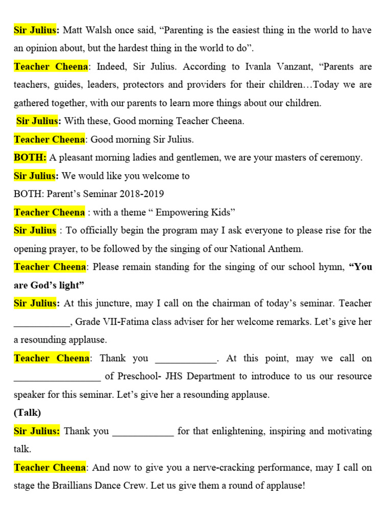 Script for Seminar | PDF